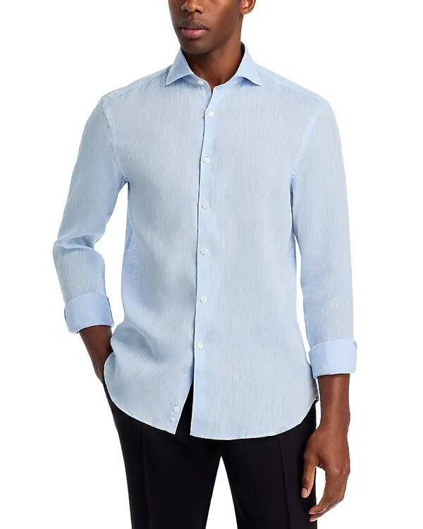 Canali Linen Sport Shirt - Light Blue