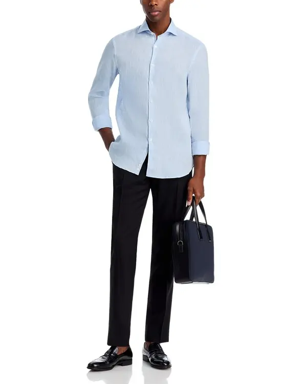 Canali Linen Sport Shirt - Light Blue