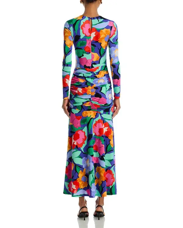 Aqua Abstract Jersey Slit Maxi Dress