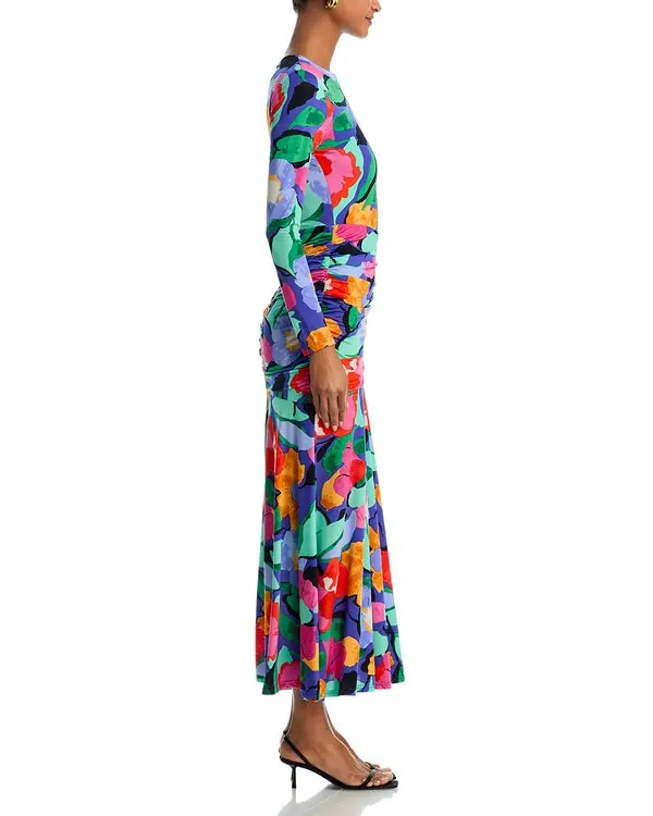 Aqua Abstract Jersey Slit Maxi Dress