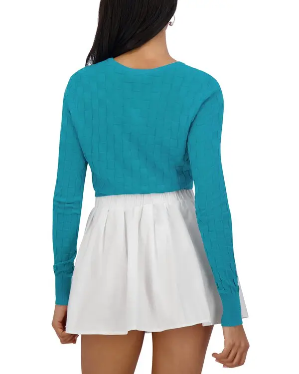 POINT Checker Knit Cardigan - Teal