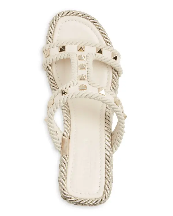 Valentino Garavani Rockstud Espadrille Platform Wedge Sandals - Ivory