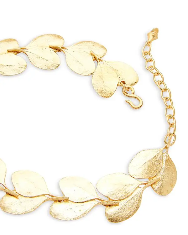 KENNETH JAY LANE Textured Leaf Collar Necklace - Gold