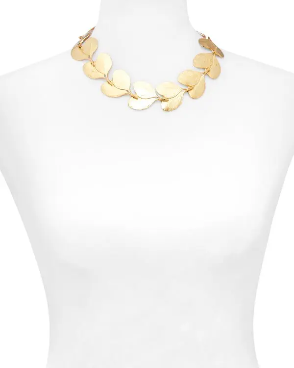 KENNETH JAY LANE Textured Leaf Collar Necklace