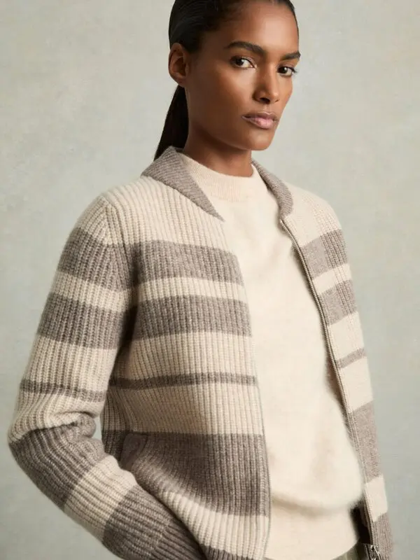 REISS Alexa Wool Striped Cardigan