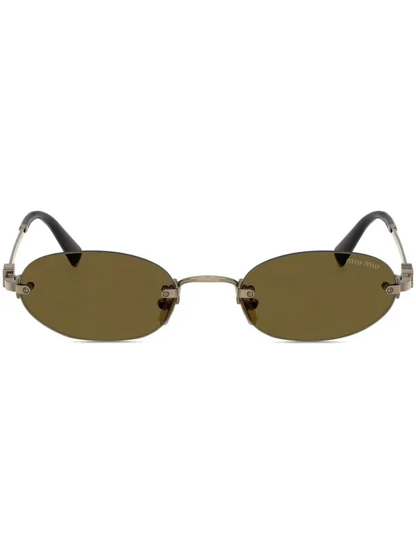 Miu Miu Oval-frame Sunglasses - Gold