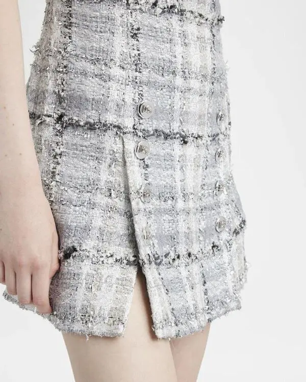 Dolce & Gabbana Rachel Check Eyelash Tweed Mini Dress - Greycheck
