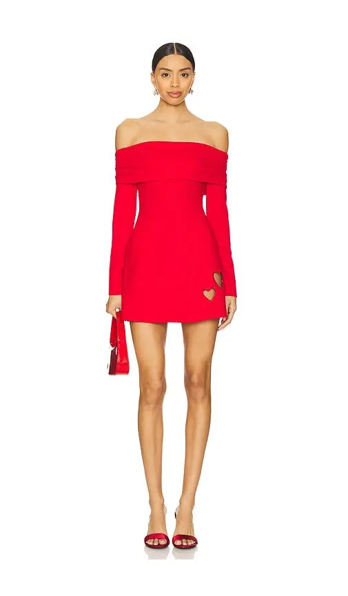 MORE TO COME Off Shoulder Heart Cut Out Dress