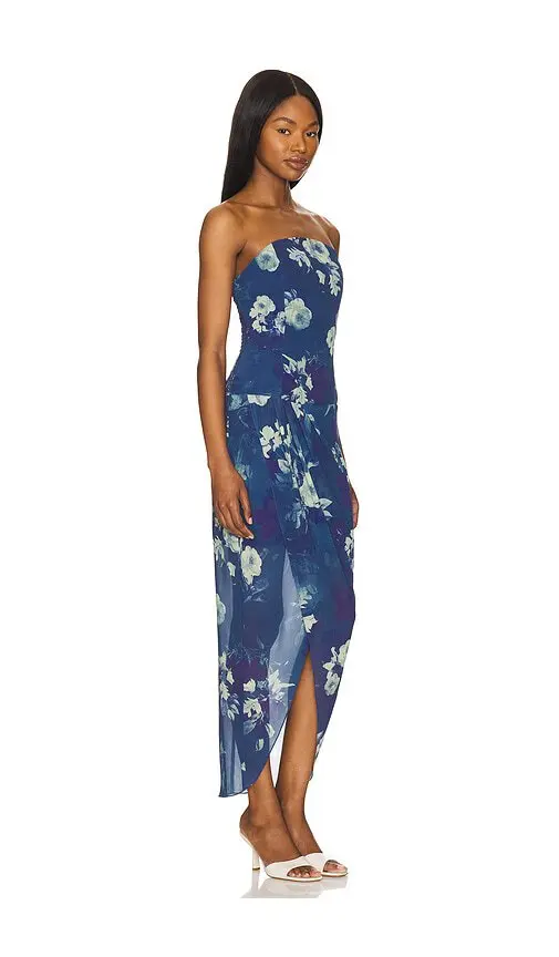 Amanda Uprichard Floral Print Strapless Maxi Dress