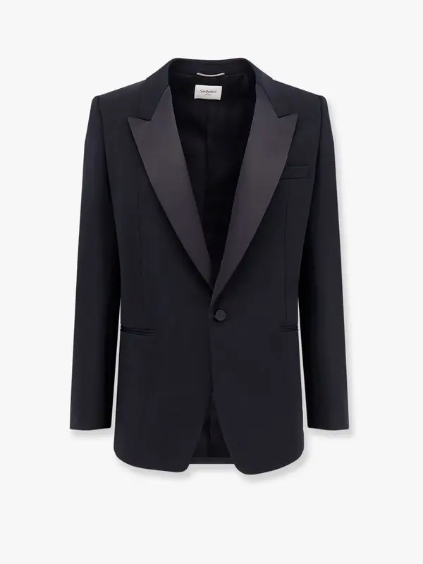Saint Laurent Certified Wool Blazer With Satin Lapel