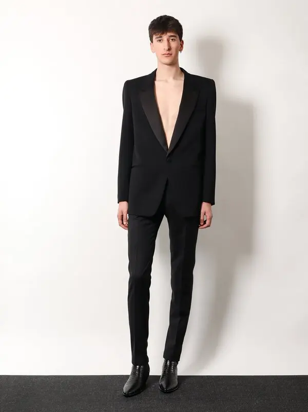Saint Laurent Certified Wool Blazer With Satin Lapel
