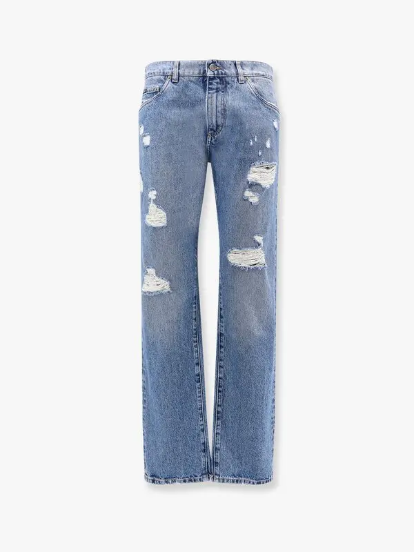 Dolce & Gabbana Cotton Jeans With Ripped Detail