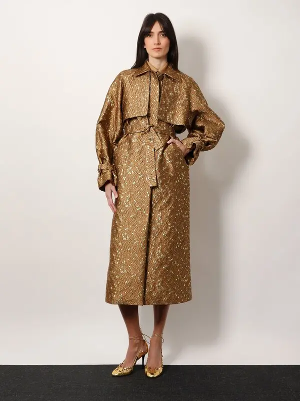 Max Mara Salsa Oversize Jacquard Fabric Trench Coat