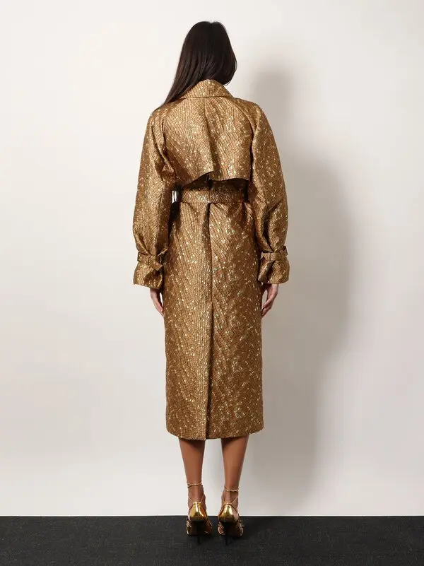 Max Mara Salsa Oversize Jacquard Fabric Trench Coat