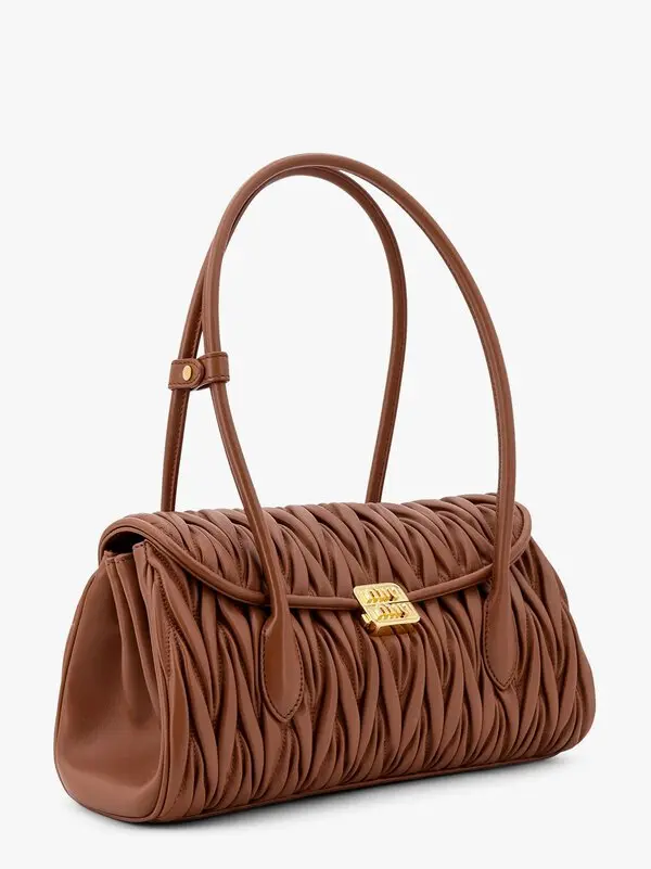 Miu Miu Matelassé Leather Shoulder Bag Brown Editorialist