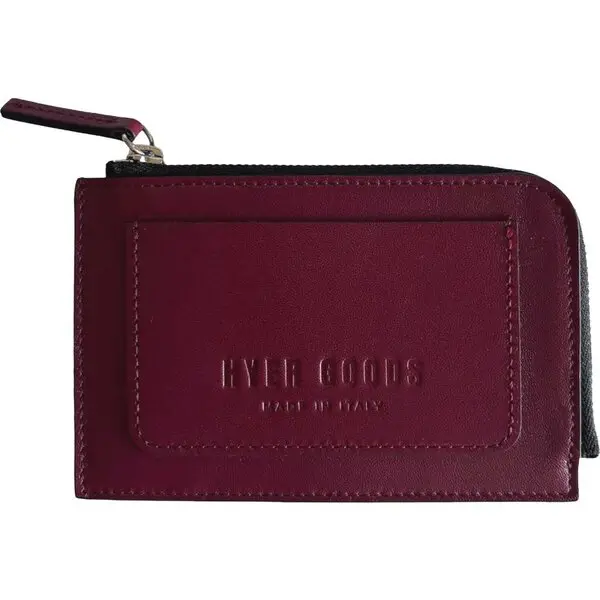 HYER GOODS Upcycled Italian Leather Zip-around Card Wallet - Dark Cherry Red