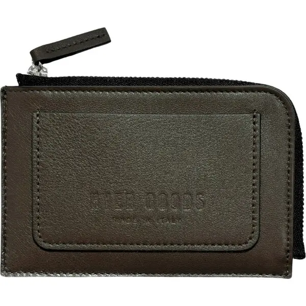 HYER GOODS Upcycled Italian Leather Zip-around Card Wallet - Olive