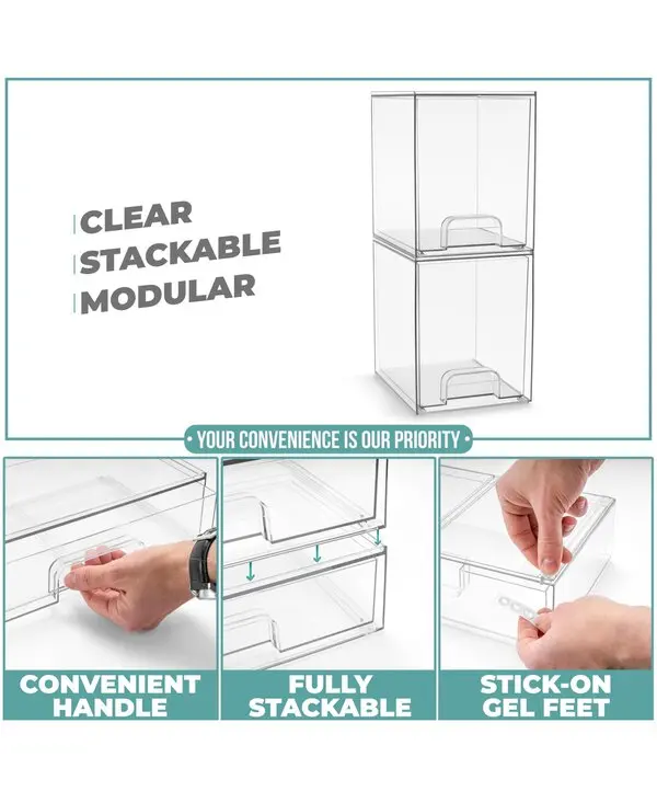 SORBUS Acrylic Drawer Organizers Makeup Case Pull-out Drawers