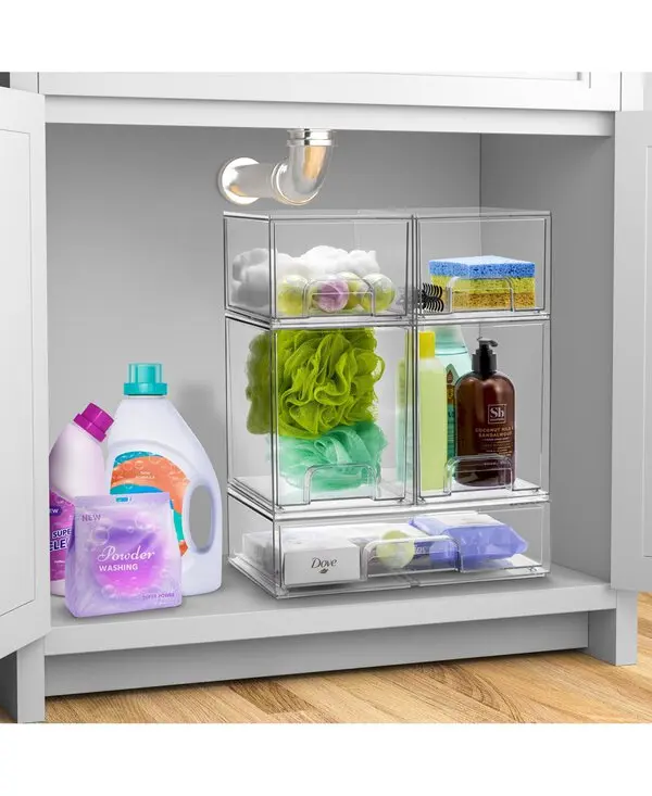 SORBUS 3 Pack Acrylic Drawer Organizers Makeup Case Pull-out Drawers
