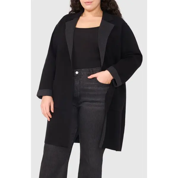 Halogen Lapel Long Cardigan - Rich Black