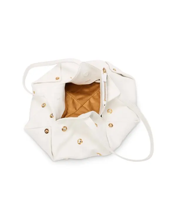 Versace Protea Studded Leather Tote - Porcelain