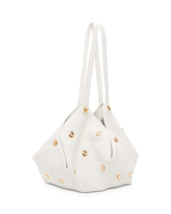Versace Protea Studded Leather Tote - Porcelain