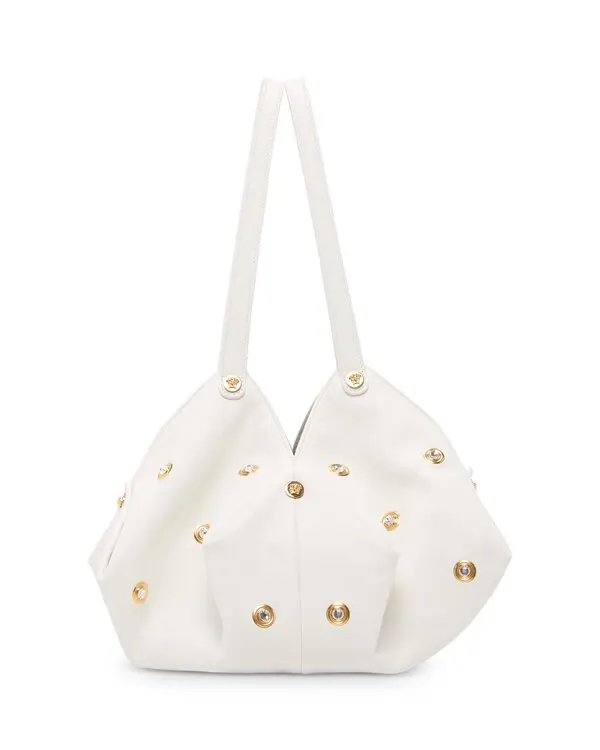 Versace Protea Studded Leather Tote - Porcelain