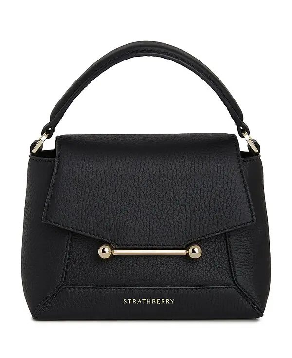 Strathberry Mosaic Nano Leather Top Handle Bag - Black