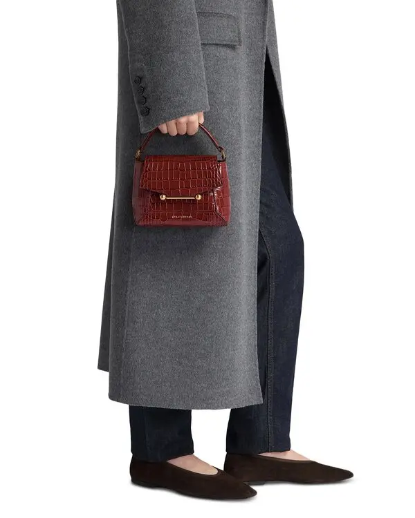 Strathberry Mosaic Nano Embossed Croc Top Handle Bag