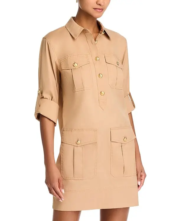 Veronica Beard Saude Shirt Dress - Khaki