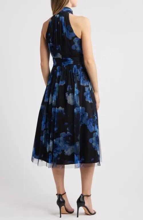 Eliza J Floral Illusion Lace Midi Dress In Navy - 55% Off | Editorialist