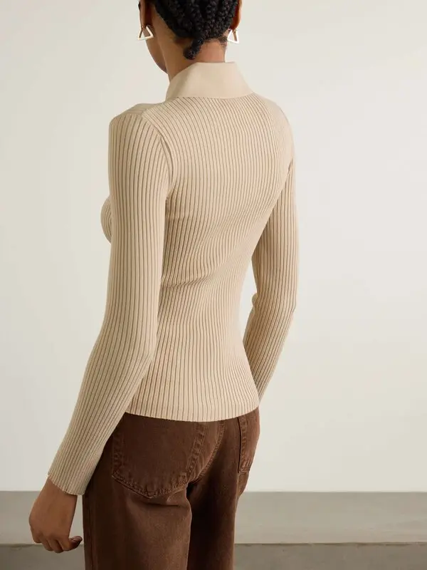 COURREGES Ribbed-knit Cardigan - Neutral