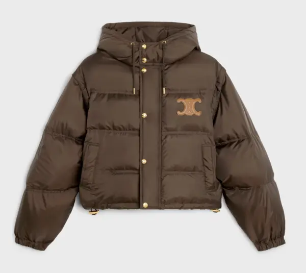 Celine Triomphe Cropped Down Jacket In Lightweight Nylon