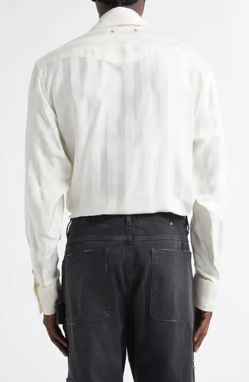 GOLDEN GOOSE Vertical Stripe Oversize Pearl Snap Shirt
