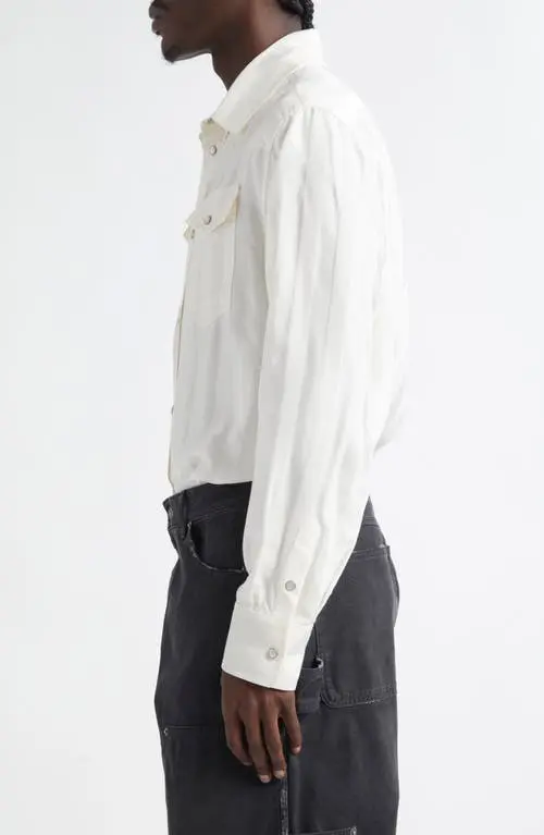 GOLDEN GOOSE Vertical Stripe Oversize Pearl Snap Shirt