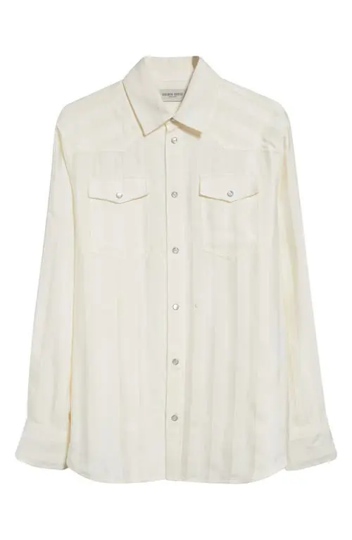 GOLDEN GOOSE Vertical Stripe Oversize Pearl Snap Shirt