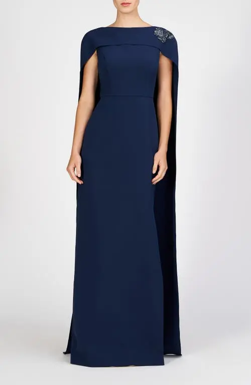KAY UNGER Alexandria Cape Sleeve Gown