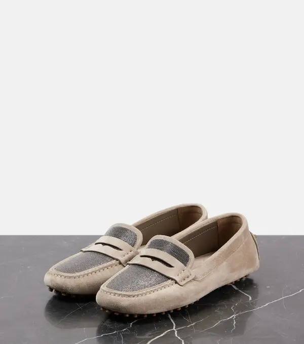 Brunello Cucinelli Suede Loafers - Beige