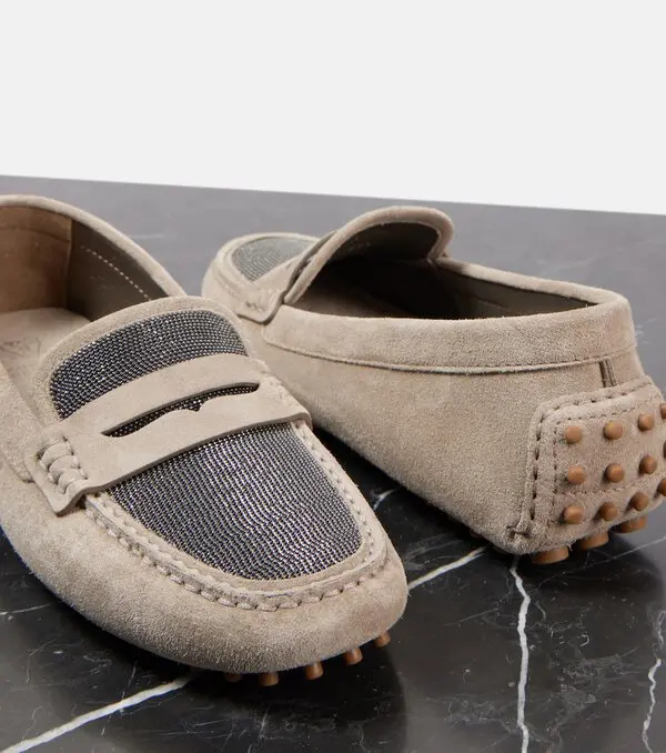 Brunello Cucinelli Suede Loafers - Beige