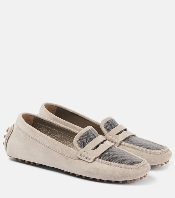 Brunello Cucinelli Suede Loafers - Beige
