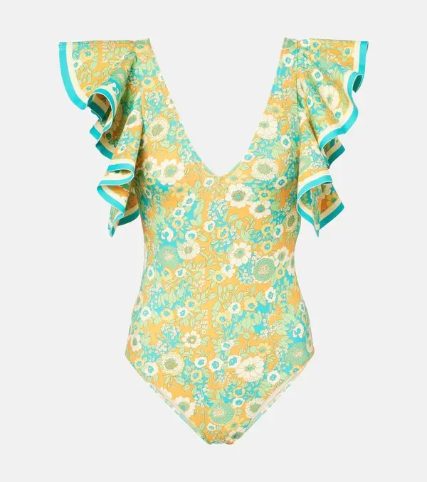 ALEMAIS Alémais Cristina Ruffled Printed Swimsuit - Multicoloured