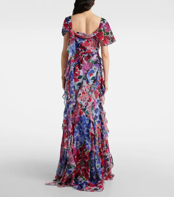 Carolina Herrera Floral Ruffled Gown - Multicoloured