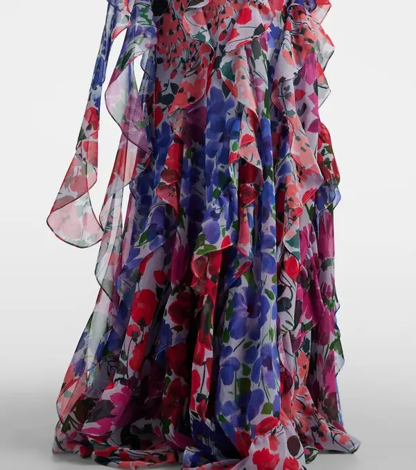 Carolina Herrera Floral Ruffled Gown - Multicoloured