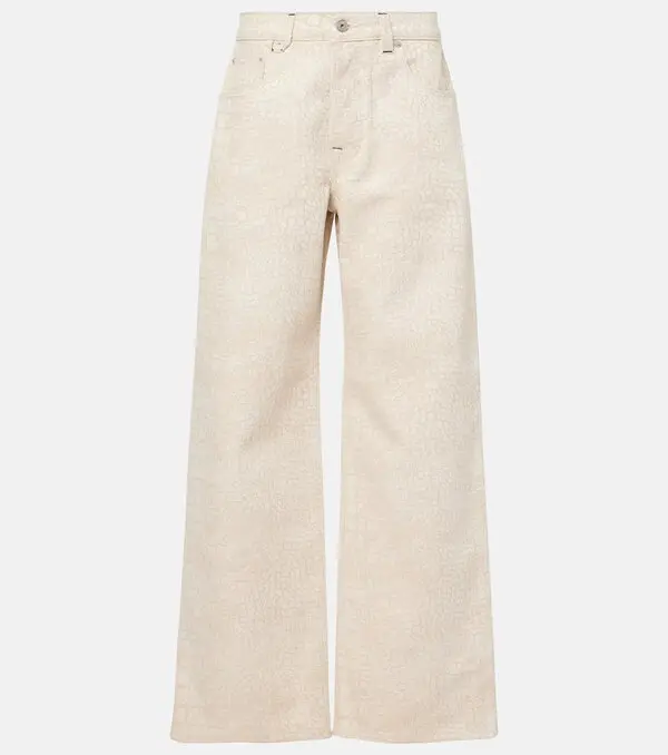 Jacquemus Croc-effect Wide-leg Jeans - Beige