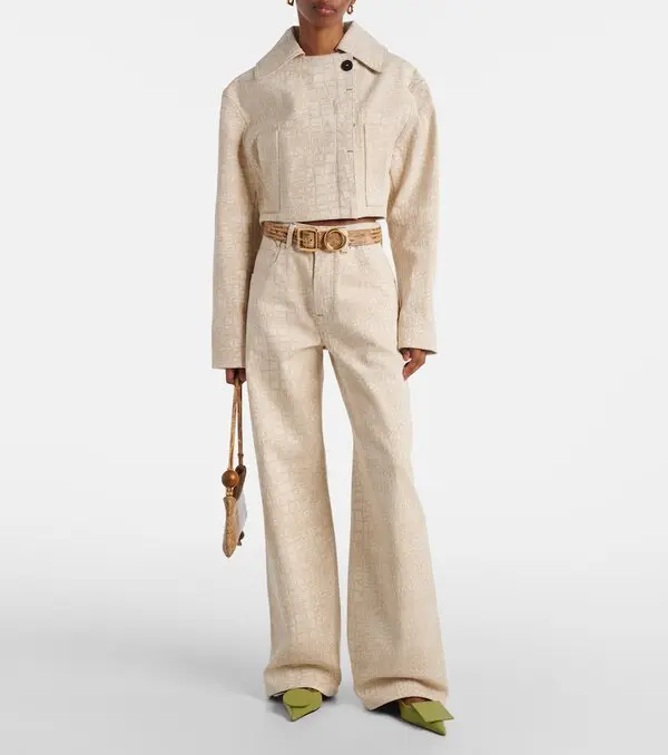 Jacquemus Croc-effect Wide-leg Jeans