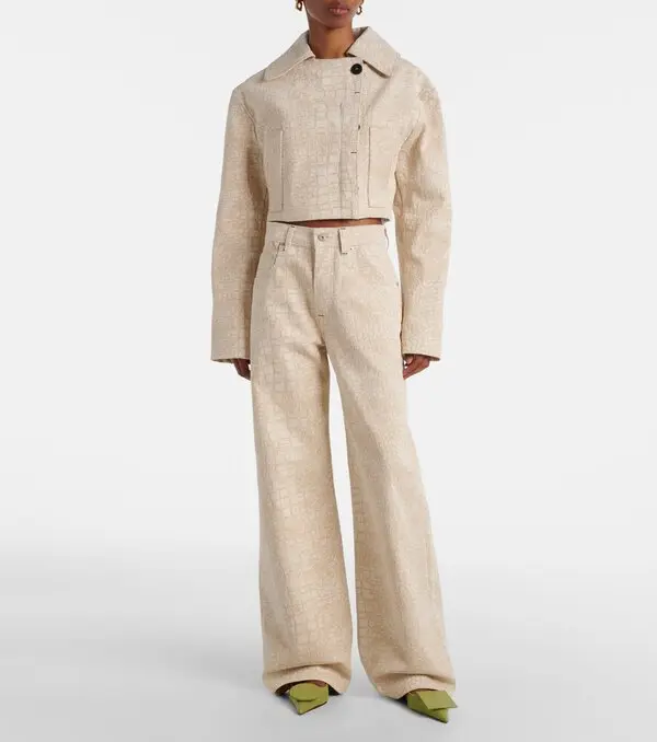 Jacquemus Croc-effect Wide-leg Jeans