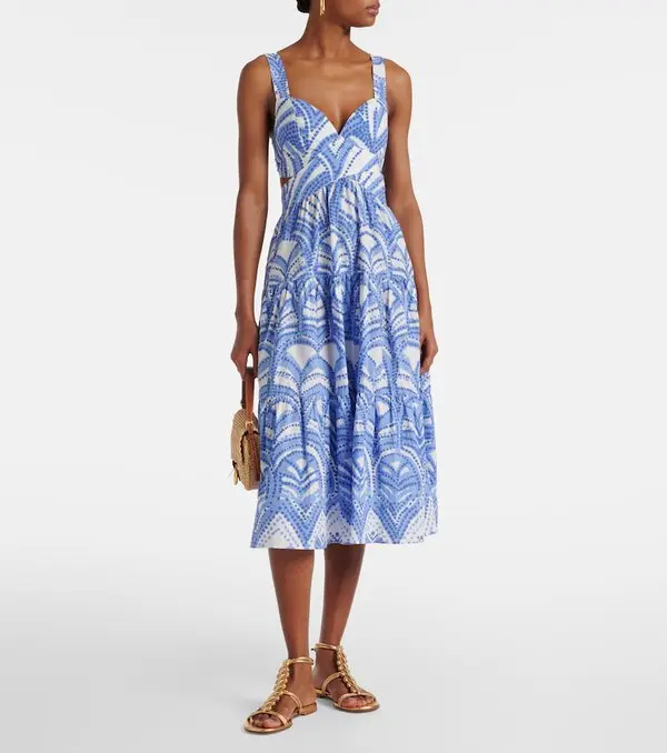 Poupette St Barth Coco Printed Midi Dress - Blue