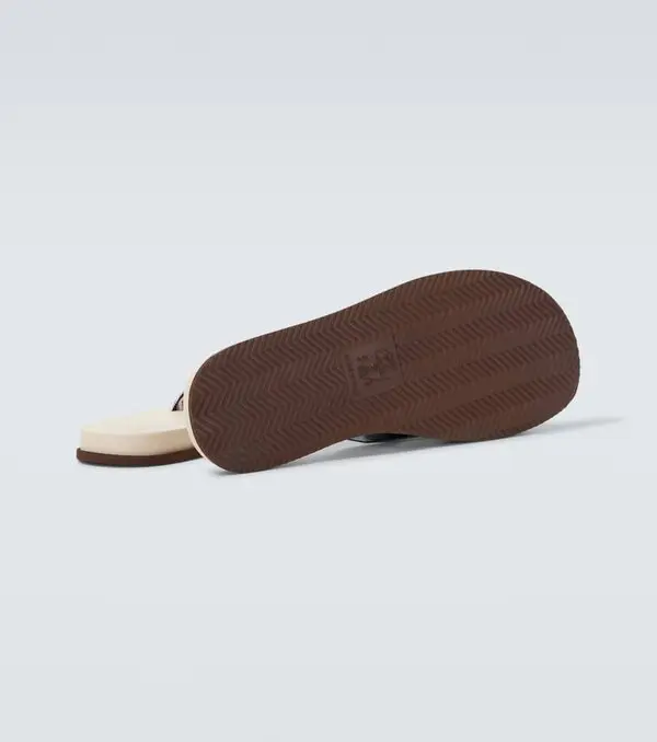 Brunello Cucinelli Leather-trimmed Fabric Slippers