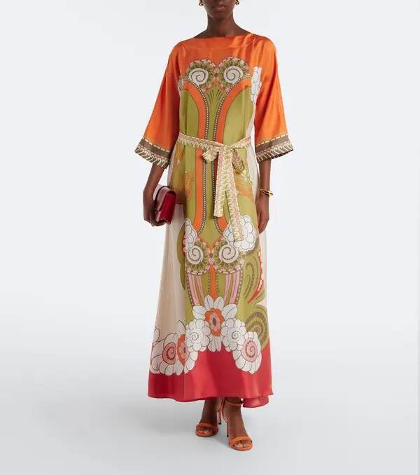 La DoubleJ Muumuu Printed Silk Twill Maxi Dress - Multicoloured