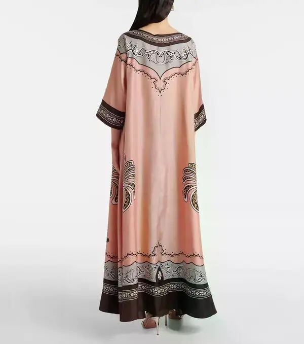 La DoubleJ Muumuu Printed Silk Twill Maxi Dress - Pink